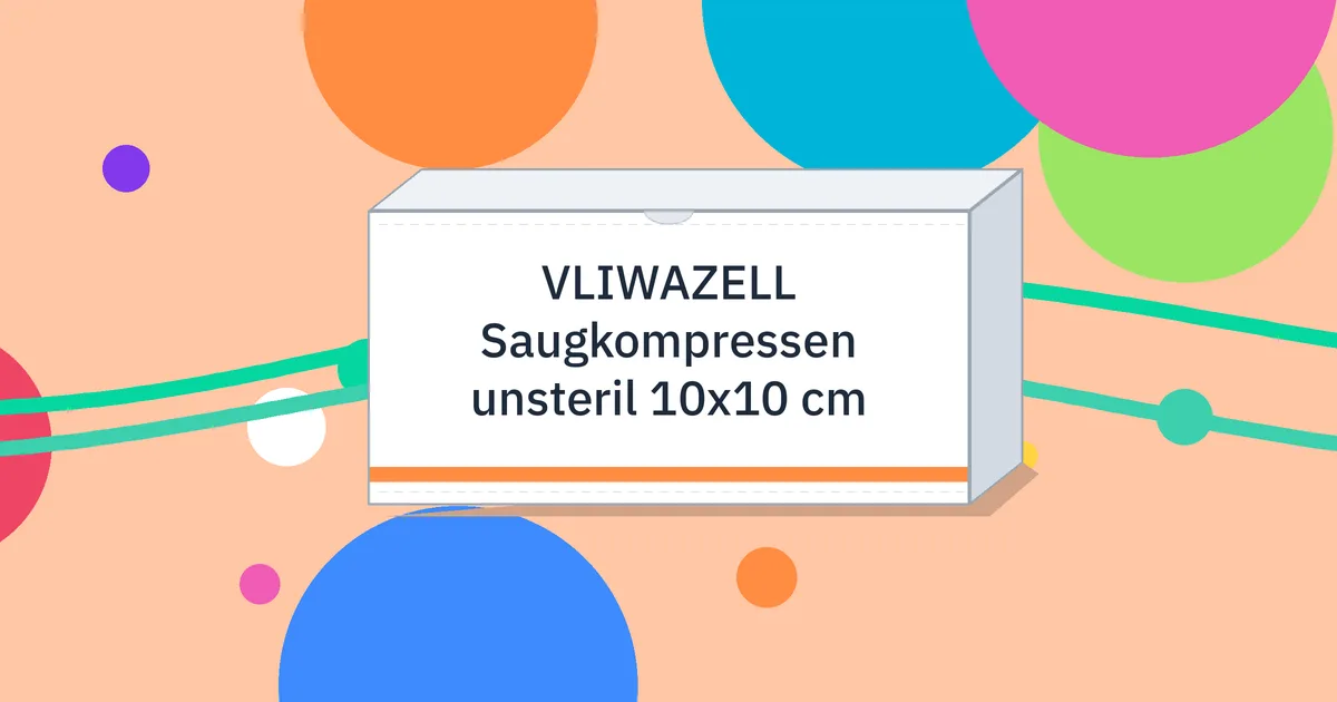 Symbolbild: Packung mit der Aufschrift VLIWAZELL Saugkompressen unsteril 10x10 cm (PZN 20846414) – Verfügbarkeit und Bezug in Apotheken in Frankfurt am Main