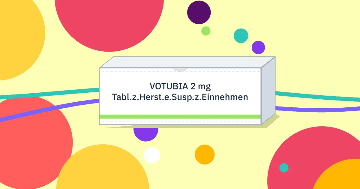 Symbolbild: Packung mit der Aufschrift VOTUBIA 2 mg Tabl.z.Herst.e.Susp.z.Einnehmen (PZN 18116157) – Verfügbarkeit und Bezug in Apotheken in Frankfurt am Main