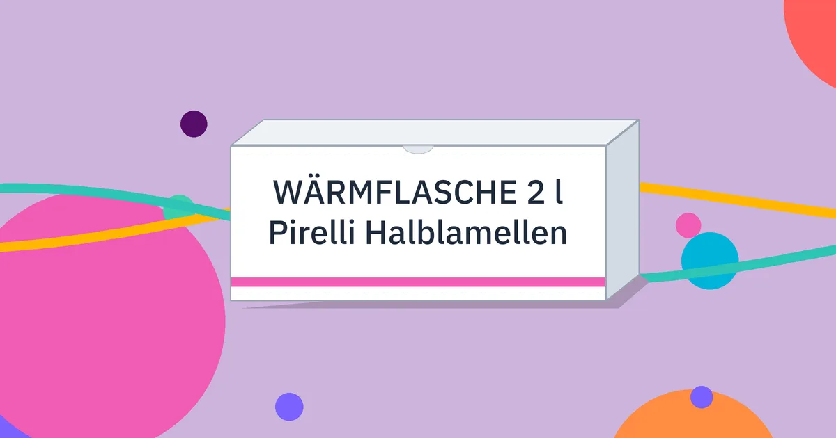 Symbolbild: Packung mit der Aufschrift WÄRMFLASCHE 2 l Pirelli Halblamellen (PZN 03907976) – Verfügbarkeit und Bezug in Apotheken in Frankfurt am Main