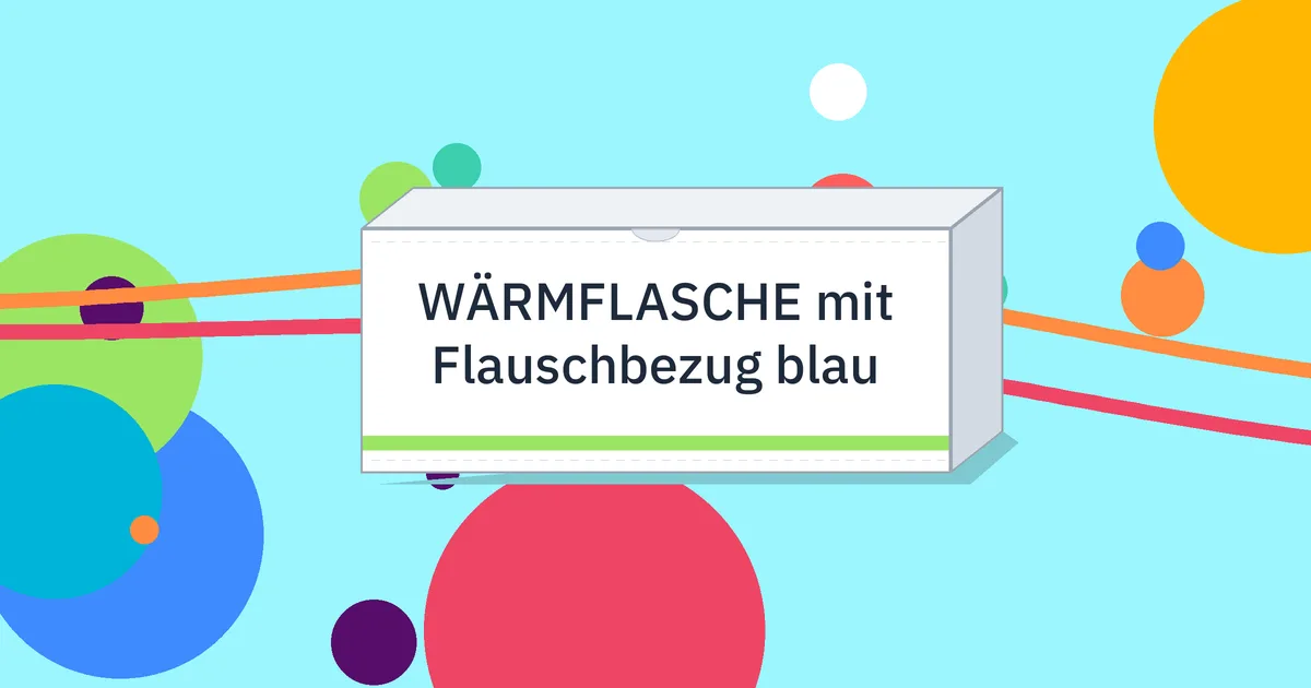 Symbolbild: Packung mit der Aufschrift WÄRMFLASCHE mit Flauschbezug blau (PZN 10077110) – Verfügbarkeit und Bezug in Apotheken in Frankfurt am Main