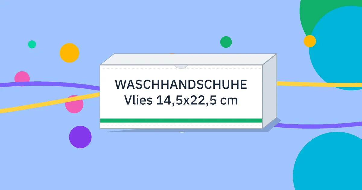 Symbolbild: Packung mit der Aufschrift WASCHHANDSCHUHE Vlies 14,5x22,5 cm (PZN 02819514) – Verfügbarkeit und Bezug in Apotheken in Frankfurt am Main