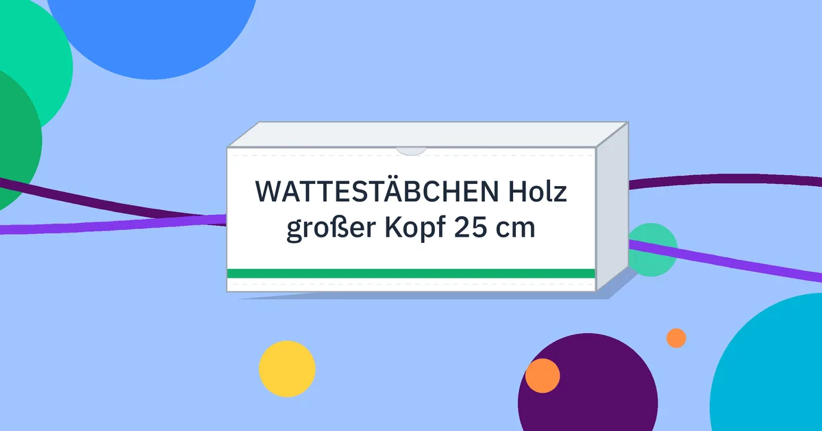 Symbolbild: Packung mit der Aufschrift WATTESTÄBCHEN Holz großer Kopf 25 cm (PZN 02074586) – Verfügbarkeit und Bezug in Apotheken in Frankfurt am Main