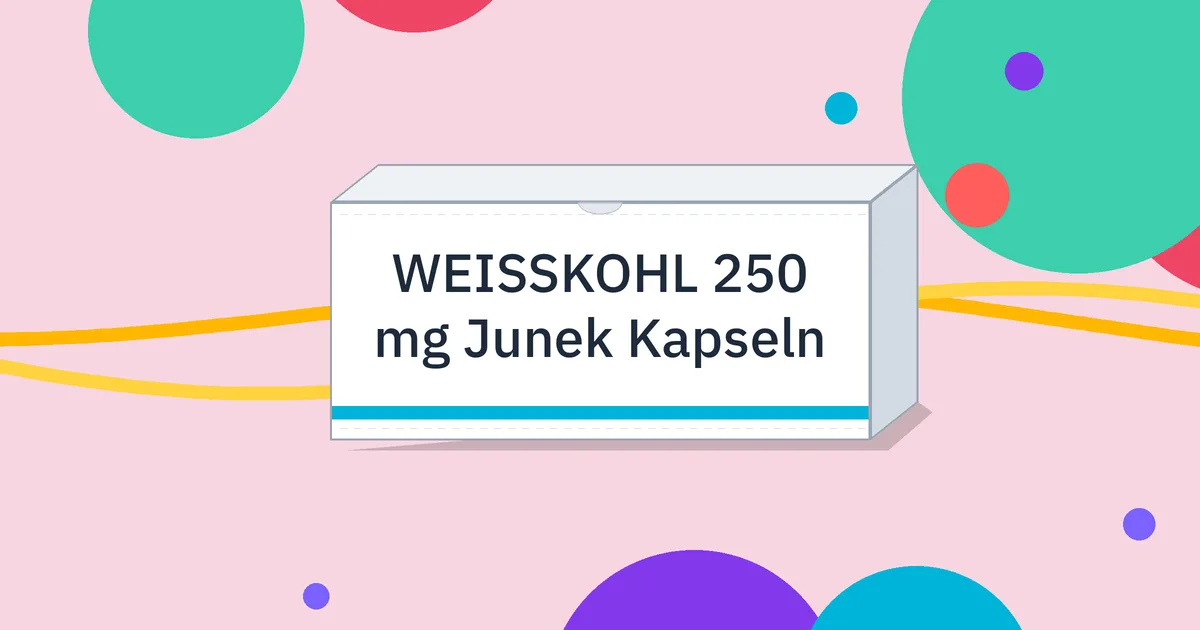 Symbolbild: Packung mit der Aufschrift WEISSKOHL 250 mg Junek Kapseln (PZN 01106108) – Verfügbarkeit und Bezug in Apotheken in Frankfurt am Main