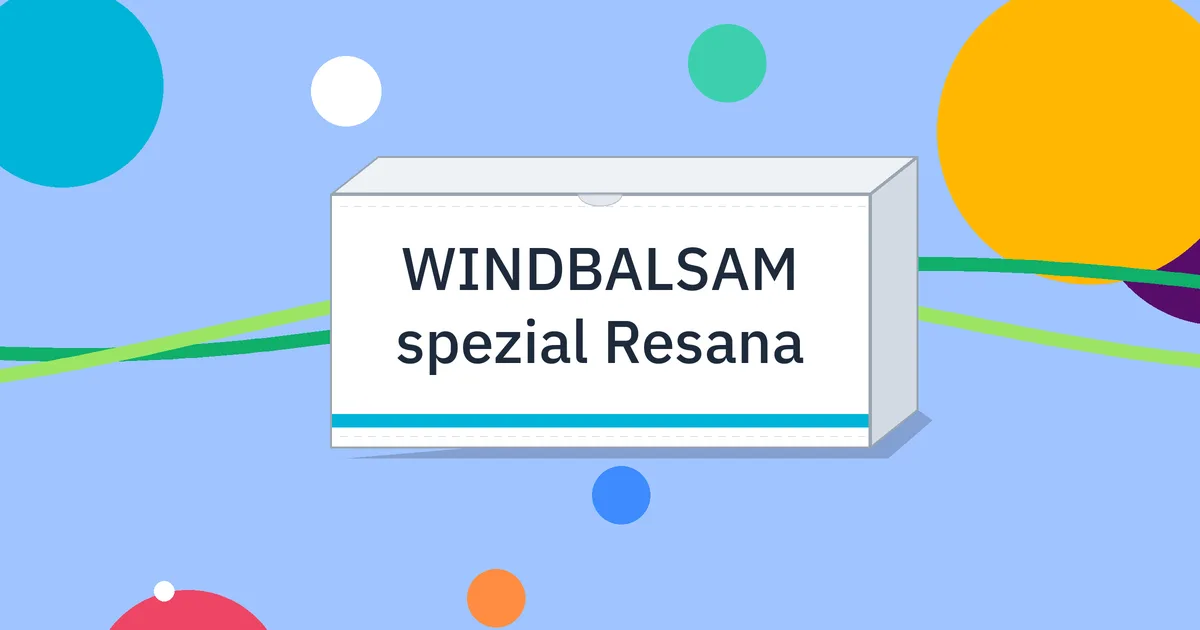 Symbolbild: Packung mit der Aufschrift WINDBALSAM spezial Resana (PZN 17377743) – Verfügbarkeit und Bezug in Apotheken in Frankfurt am Main