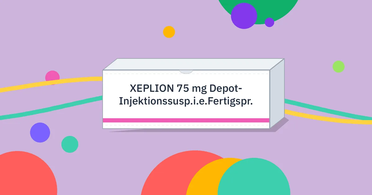 Symbolbild: Packung mit der Aufschrift XEPLION 75 mg Depot-Injektionssusp.i.e.Fertigspr. (PZN 15620145) – Verfügbarkeit und Bezug in Apotheken in Frankfurt am Main