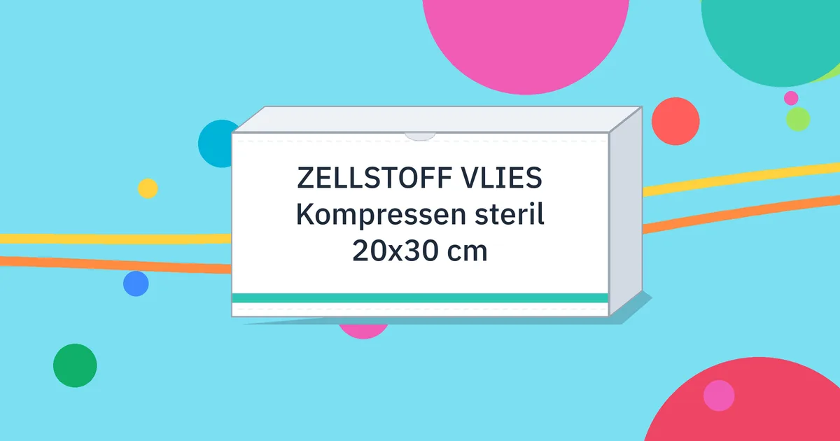 Symbolbild: Packung mit der Aufschrift ZELLSTOFF VLIES Kompressen steril 20x30 cm (PZN 07259020) – Verfügbarkeit und Bezug in Apotheken in Frankfurt am Main