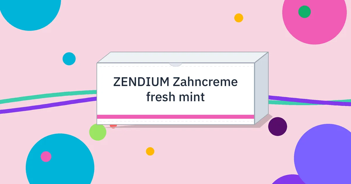 Symbolbild: Packung mit der Aufschrift ZENDIUM Zahncreme fresh mint (PZN 11538228) – Verfügbarkeit und Bezug in Apotheken in Frankfurt am Main