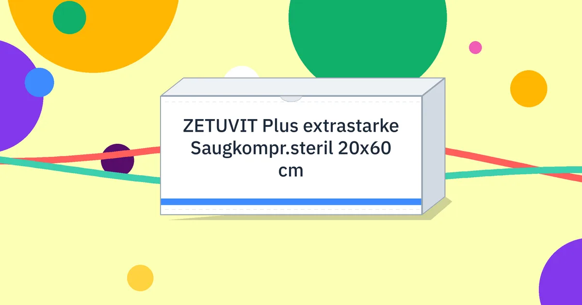 Symbolbild: Packung mit der Aufschrift ZETUVIT Plus extrastarke Saugkompr.steril 20x60 cm (PZN 20165683) – Verfügbarkeit und Bezug in Apotheken in Frankfurt am Main