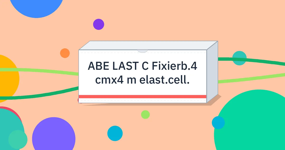 Symbolbild: Packung mit der Aufschrift ABE LAST C Fixierb.4 cmx4 m elast.cell. (PZN 06168746) – Verfügbarkeit und Bezug in Apotheken in Frankfurt am Main