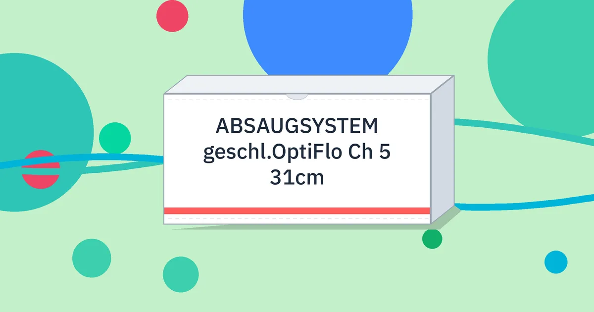 Symbolbild: Packung mit der Aufschrift ABSAUGSYSTEM geschl.OptiFlo Ch 5 31cm (PZN 04713665) – Verfügbarkeit und Bezug in Apotheken in Frankfurt am Main