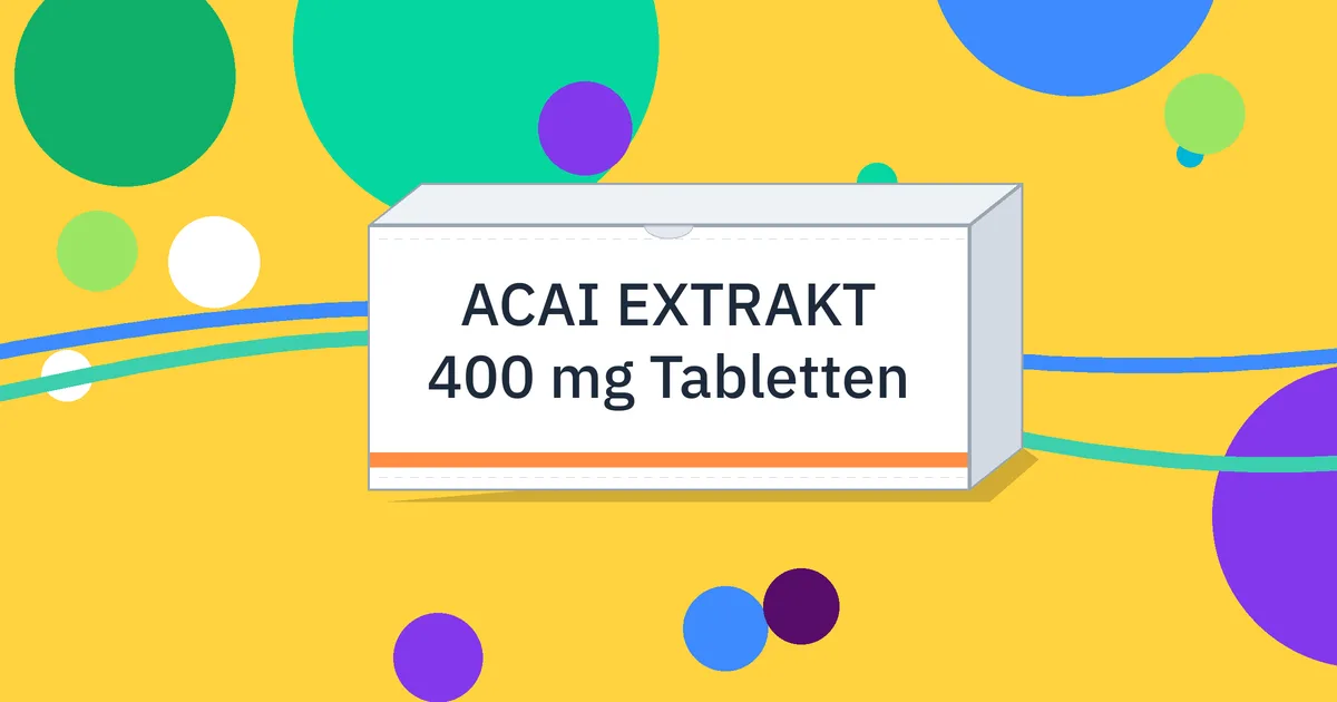 Symbolbild: Packung mit der Aufschrift ACAI EXTRAKT 400 mg Tabletten (PZN 10297194) – Verfügbarkeit und Bezug in Apotheken in Frankfurt am Main