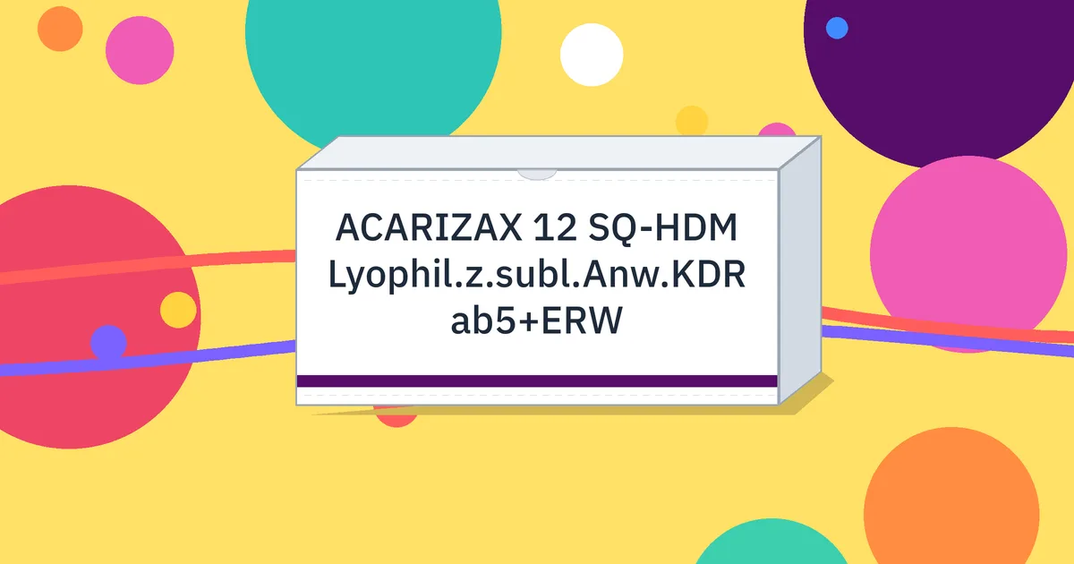 Symbolbild: Packung mit der Aufschrift ACARIZAX 12 SQ-HDM Lyophil.z.subl.Anw.KDR ab5+ERW (PZN 20272568) – Verfügbarkeit und Bezug in Apotheken in Frankfurt am Main