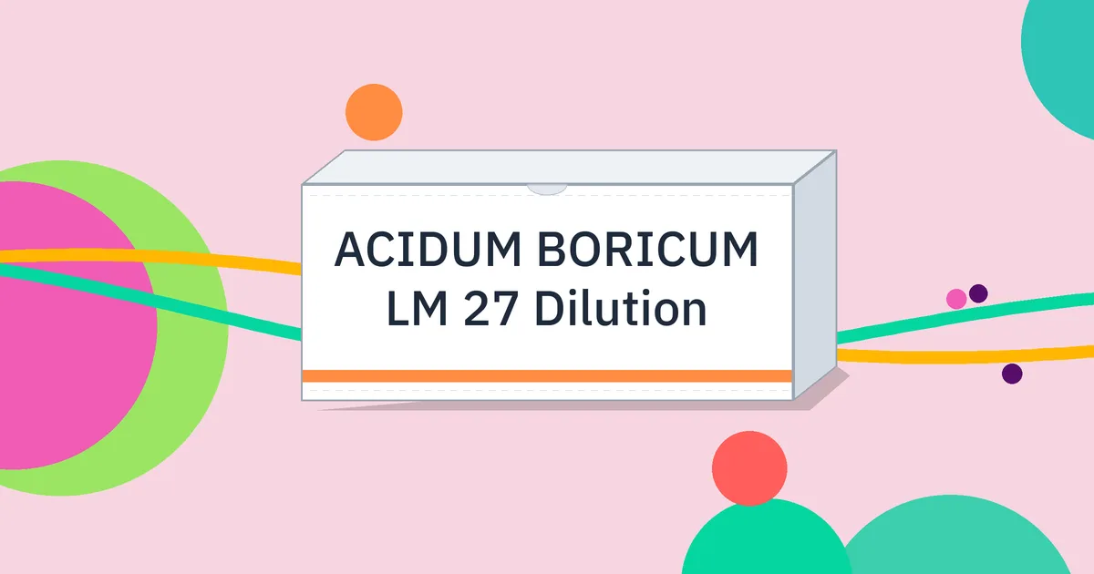 Symbolbild: Packung mit der Aufschrift ACIDUM BORICUM LM 27 Dilution (PZN 13270103) – Verfügbarkeit und Bezug in Apotheken in Frankfurt am Main