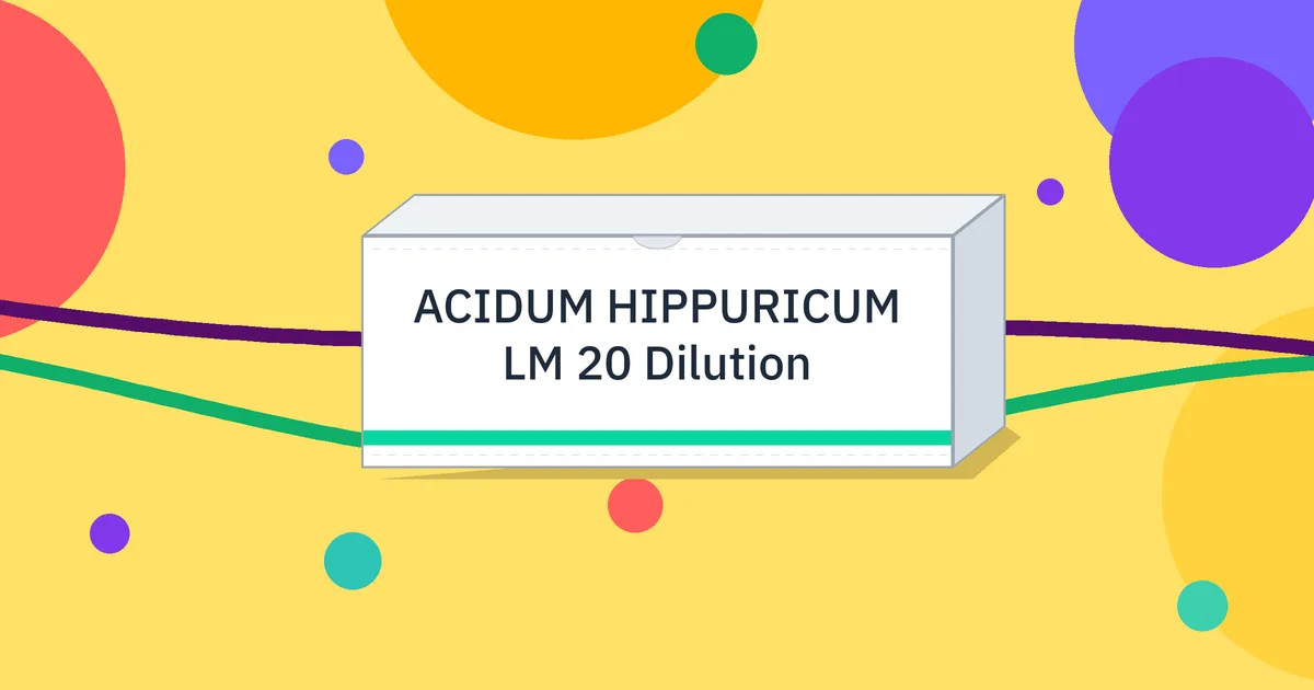 Symbolbild: Packung mit der Aufschrift ACIDUM HIPPURICUM LM 20 Dilution (PZN 13277588) – Verfügbarkeit und Bezug in Apotheken in Frankfurt am Main