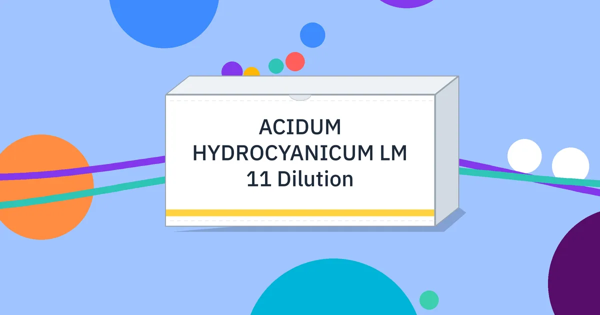 Symbolbild: Packung mit der Aufschrift ACIDUM HYDROCYANICUM LM 11 Dilution (PZN 13278263) – Verfügbarkeit und Bezug in Apotheken in Frankfurt am Main
