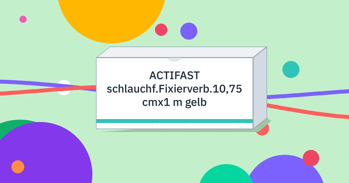 Symbolbild: Packung mit der Aufschrift ACTIFAST schlauchf.Fixierverb.10,75 cmx1 m gelb (PZN 19151523) – Verfügbarkeit und Bezug in Apotheken in Frankfurt am Main