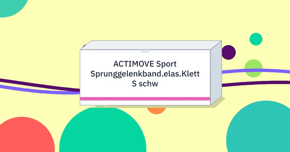 Symbolbild: Packung mit der Aufschrift ACTIMOVE Sport Sprunggelenkband.elas.Klett S schw (PZN 18328209) – Verfügbarkeit und Bezug in Apotheken in Frankfurt am Main