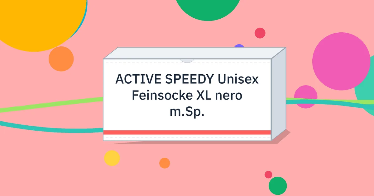 Symbolbild: Packung mit der Aufschrift ACTIVE SPEEDY Unisex Feinsocke XL nero m.Sp. (PZN 16194928) – Verfügbarkeit und Bezug in Apotheken in Frankfurt am Main