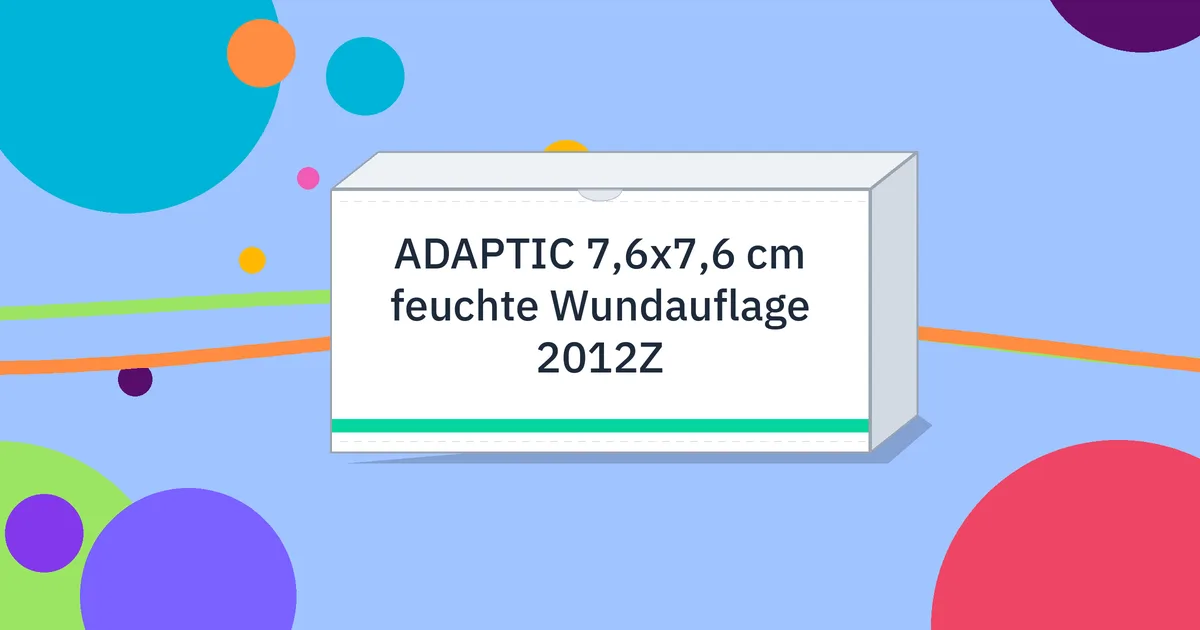 Symbolbild: Packung mit der Aufschrift ADAPTIC 7,6x7,6 cm feuchte Wundauflage 2012Z (PZN 13826084) – Verfügbarkeit und Bezug in Apotheken in Frankfurt am Main