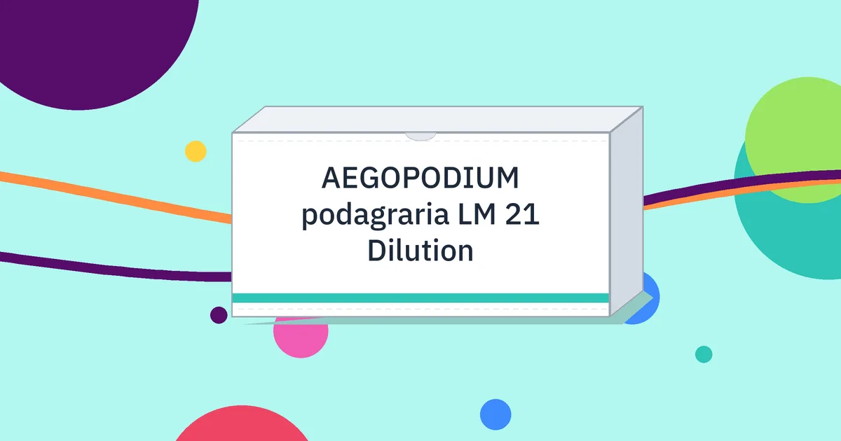 Symbolbild: Packung mit der Aufschrift AEGOPODIUM podagraria LM 21 Dilution (PZN 13298509) – Verfügbarkeit und Bezug in Apotheken in Frankfurt am Main