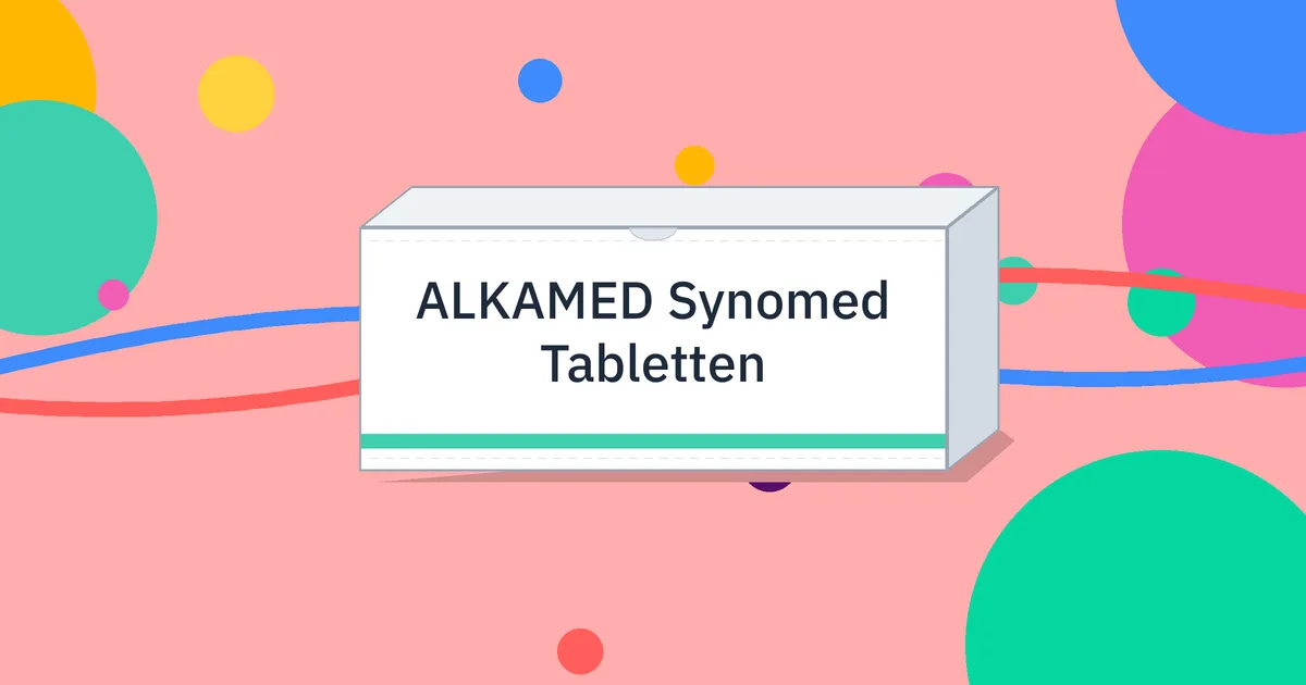 Symbolbild: Packung mit der Aufschrift ALKAMED Synomed Tabletten (PZN 00664711) – Verfügbarkeit und Bezug in Apotheken in Frankfurt am Main