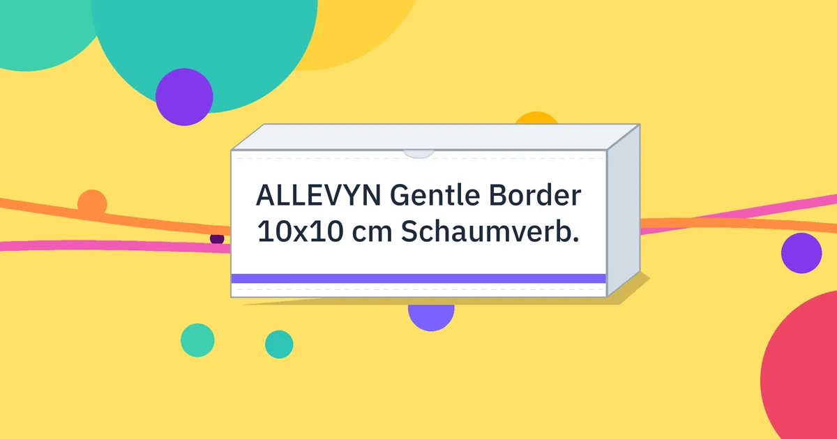 Symbolbild: Packung mit der Aufschrift ALLEVYN Gentle Border 10x10 cm Schaumverb. (PZN 15418952) – Verfügbarkeit und Bezug in Apotheken in Frankfurt am Main