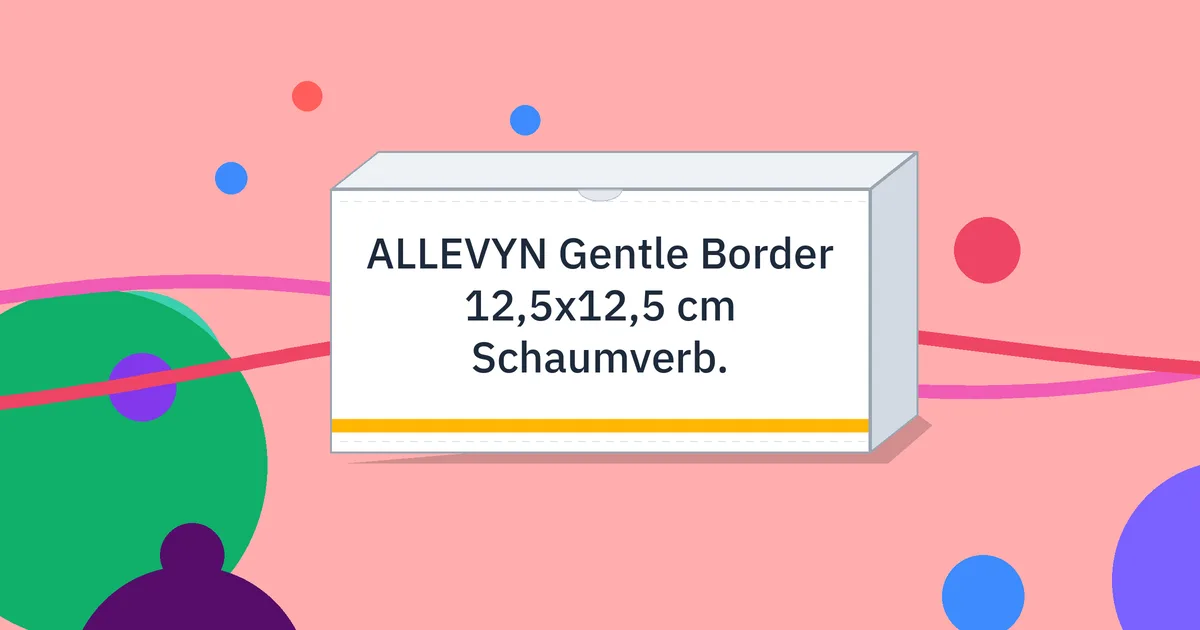 Symbolbild: Packung mit der Aufschrift ALLEVYN Gentle Border 12,5x12,5 cm Schaumverb. (PZN 16596213) – Verfügbarkeit und Bezug in Apotheken in Frankfurt am Main
