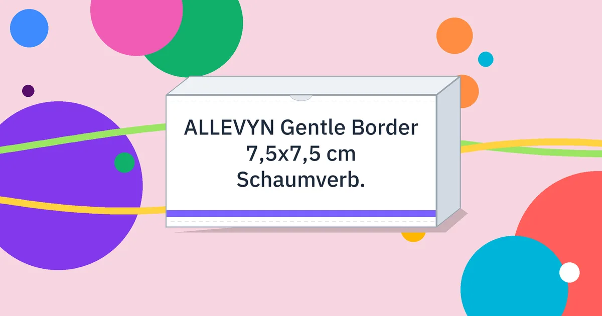 Symbolbild: Packung mit der Aufschrift ALLEVYN Gentle Border 7,5x7,5 cm Schaumverb. (PZN 17830800) – Verfügbarkeit und Bezug in Apotheken in Frankfurt am Main