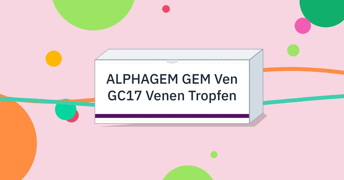 Symbolbild: Packung mit der Aufschrift ALPHAGEM GEM Ven GC17 Venen Tropfen (PZN 20296617) – Verfügbarkeit und Bezug in Apotheken in Frankfurt am Main