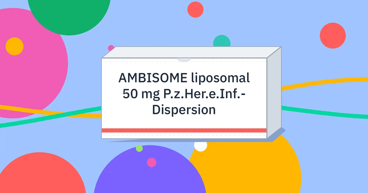 Symbolbild: Packung mit der Aufschrift AMBISOME liposomal 50 mg P.z.Her.e.Inf.-Dispersion (PZN 17185268) – Verfügbarkeit und Bezug in Apotheken in Frankfurt am Main