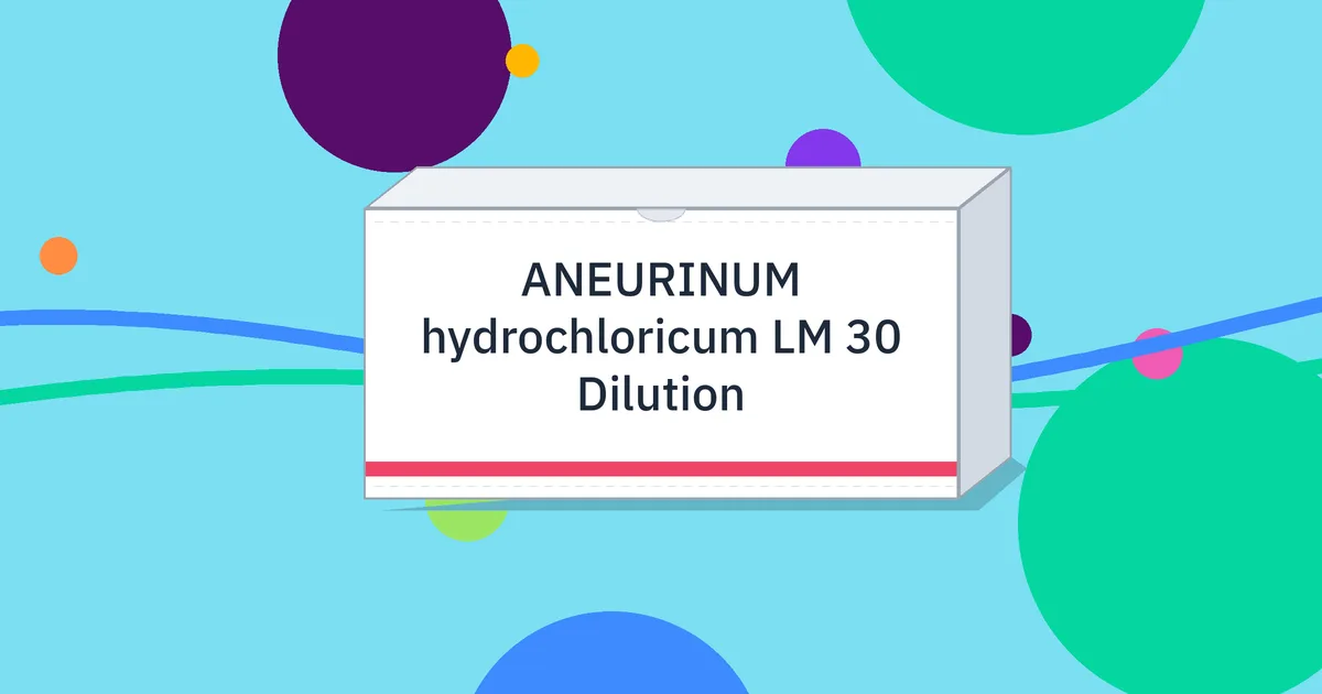 Symbolbild: Packung mit der Aufschrift ANEURINUM hydrochloricum LM 30 Dilution (PZN 13367736) – Verfügbarkeit und Bezug in Apotheken in Frankfurt am Main