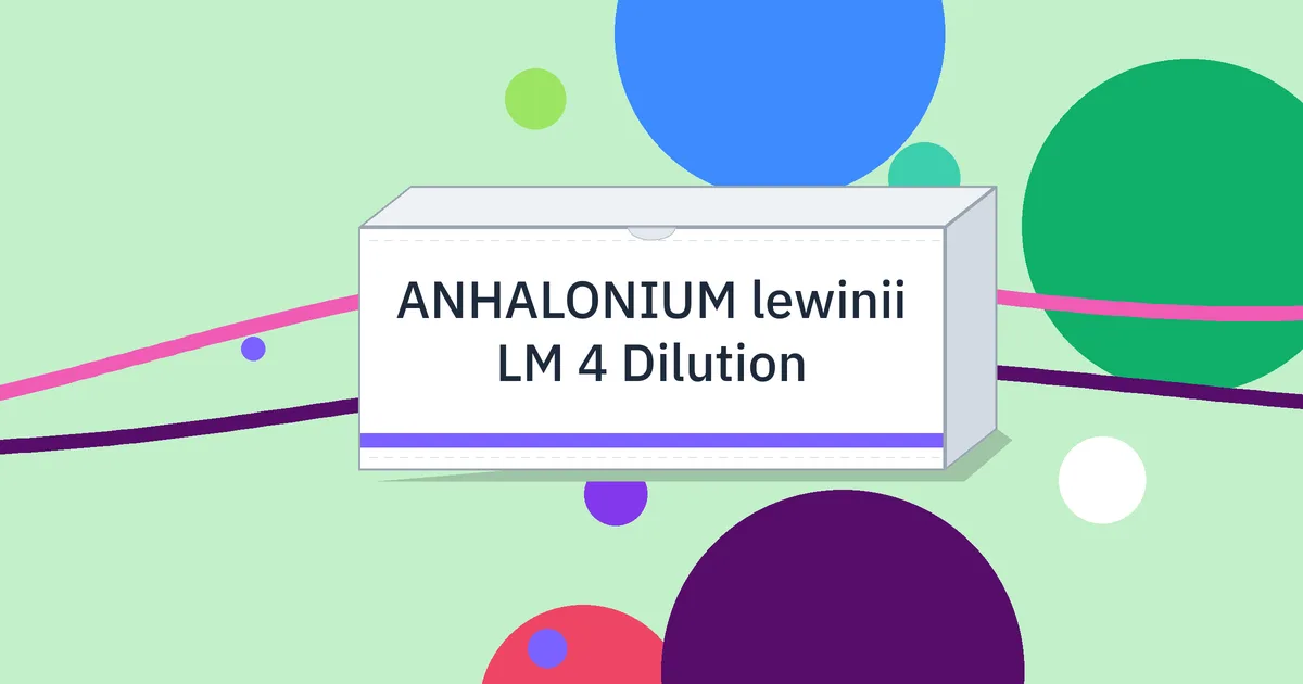Symbolbild: Packung mit der Aufschrift ANHALONIUM lewinii LM 4 Dilution (PZN 13368813) – Verfügbarkeit und Bezug in Apotheken in Frankfurt am Main