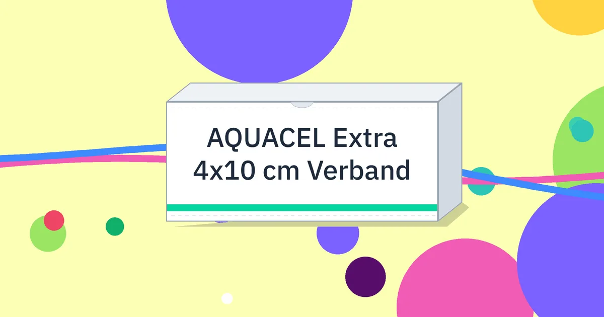 Symbolbild: Packung mit der Aufschrift AQUACEL Extra 4x10 cm Verband (PZN 19846461) – Verfügbarkeit und Bezug in Apotheken in Frankfurt am Main
