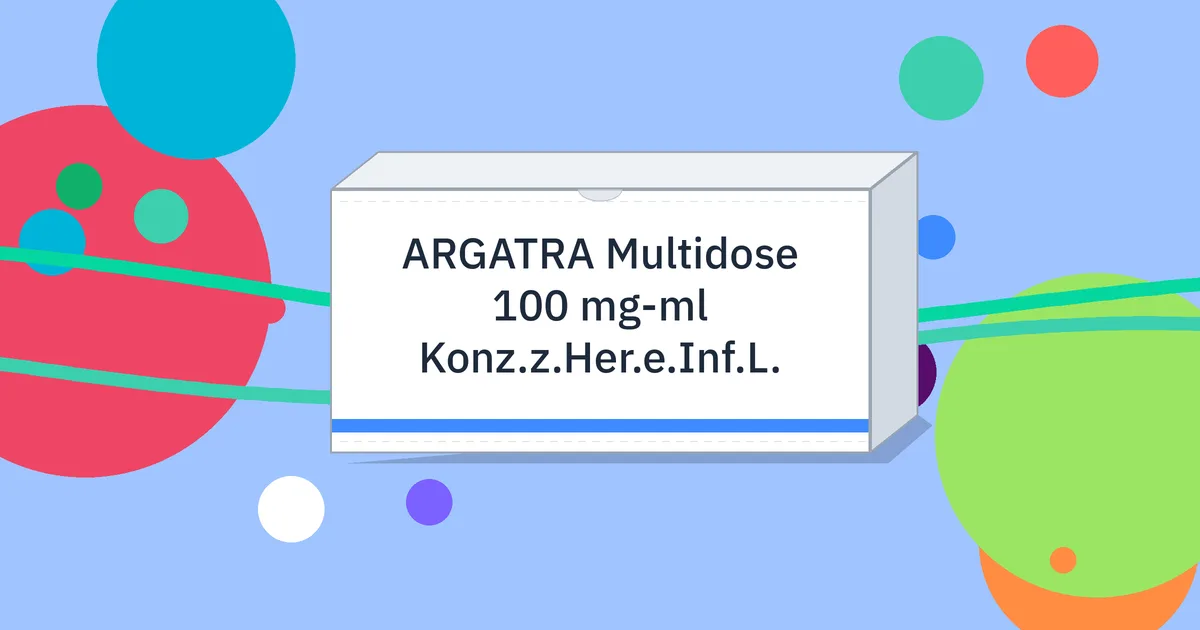 Symbolbild: Packung mit der Aufschrift ARGATRA Multidose 100 mg-ml Konz.z.Her.e.Inf.L. (PZN 07331289) – Verfügbarkeit und Bezug in Apotheken in Frankfurt am Main