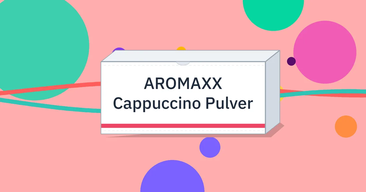 Symbolbild: Packung mit der Aufschrift AROMAXX Cappuccino Pulver (PZN 04377552) – Verfügbarkeit und Bezug in Apotheken in Frankfurt am Main