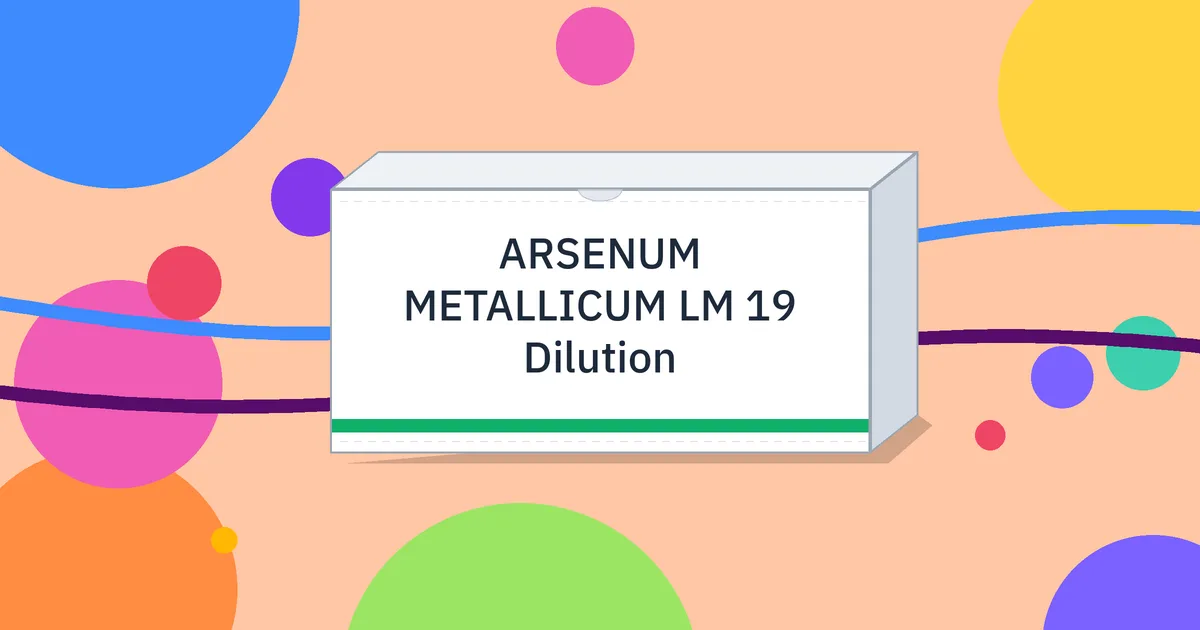 Symbolbild: Packung mit der Aufschrift ARSENUM METALLICUM LM 19 Dilution (PZN 12779419) – Verfügbarkeit und Bezug in Apotheken in Frankfurt am Main
