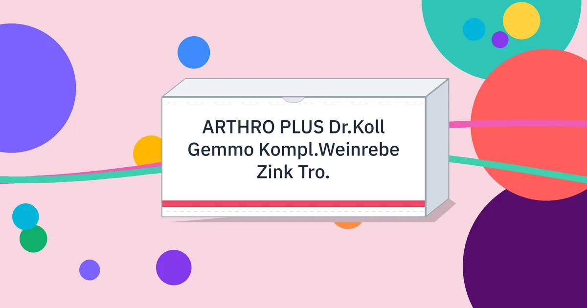 Symbolbild: Packung mit der Aufschrift ARTHRO PLUS Dr.Koll Gemmo Kompl.Weinrebe Zink Tro. (PZN 18137722) – Verfügbarkeit und Bezug in Apotheken in Frankfurt am Main