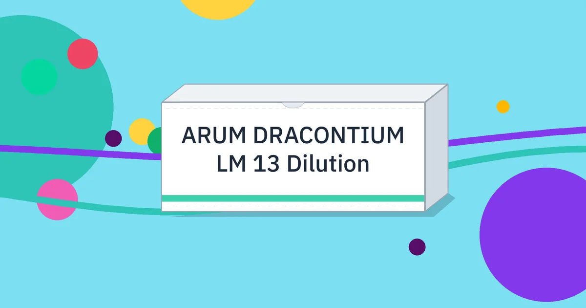 Symbolbild: Packung mit der Aufschrift ARUM DRACONTIUM LM 13 Dilution (PZN 13395164) – Verfügbarkeit und Bezug in Apotheken in Frankfurt am Main
