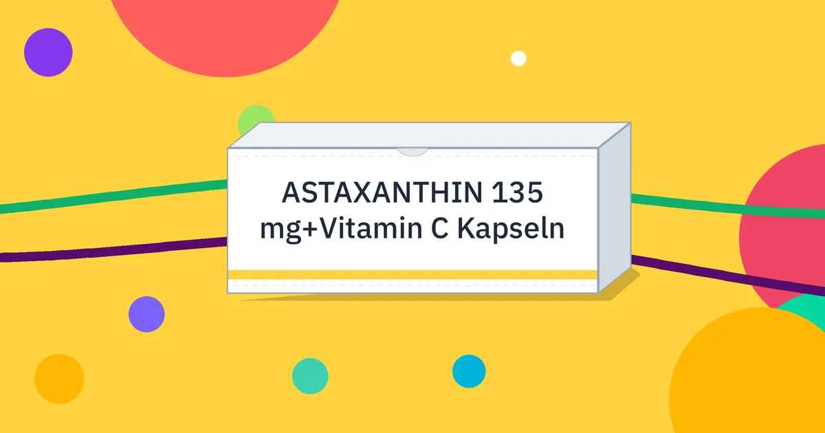 Symbolbild: Packung mit der Aufschrift ASTAXANTHIN 135 mg+Vitamin C Kapseln (PZN 10007262) – Verfügbarkeit und Bezug in Apotheken in Frankfurt am Main