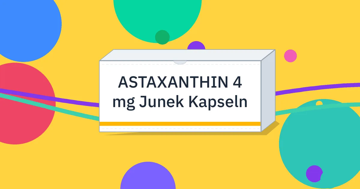 Symbolbild: Packung mit der Aufschrift ASTAXANTHIN 4 mg Junek Kapseln (PZN 04366850) – Verfügbarkeit und Bezug in Apotheken in Frankfurt am Main