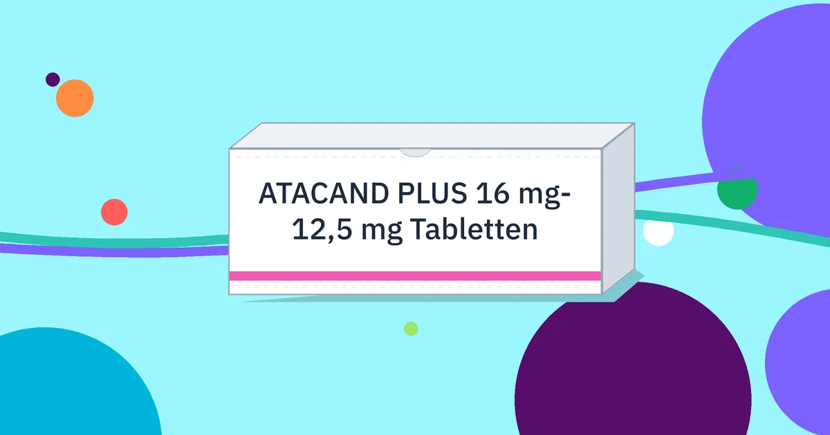 Symbolbild: Packung mit der Aufschrift ATACAND PLUS 16 mg-12,5 mg Tabletten (PZN 19284862) – Verfügbarkeit und Bezug in Apotheken in Frankfurt am Main