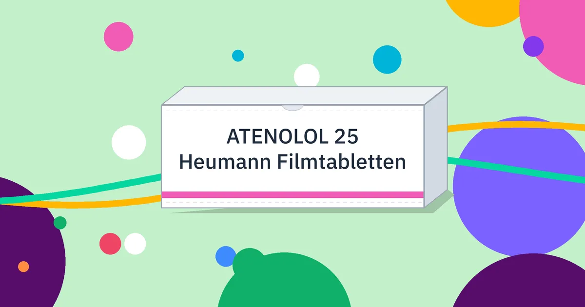 Symbolbild: Packung mit der Aufschrift ATENOLOL 25 Heumann Filmtabletten (PZN 03540576) – Verfügbarkeit und Bezug in Apotheken in Frankfurt am Main