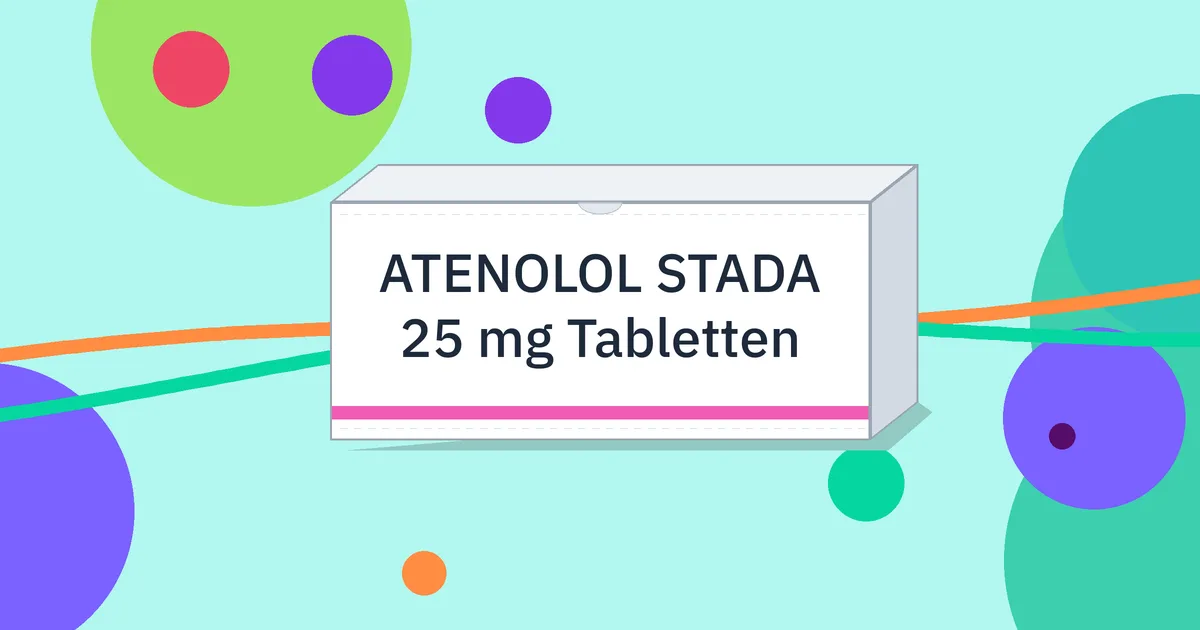 Symbolbild: Packung mit der Aufschrift ATENOLOL STADA 25 mg Tabletten (PZN 03497998) – Verfügbarkeit und Bezug in Apotheken in Frankfurt am Main
