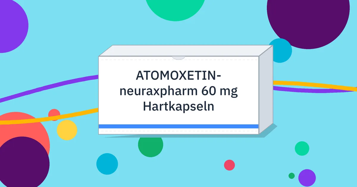 Symbolbild: Packung mit der Aufschrift ATOMOXETIN-neuraxpharm 60 mg Hartkapseln (PZN 14330304) – Verfügbarkeit und Bezug in Apotheken in Frankfurt am Main