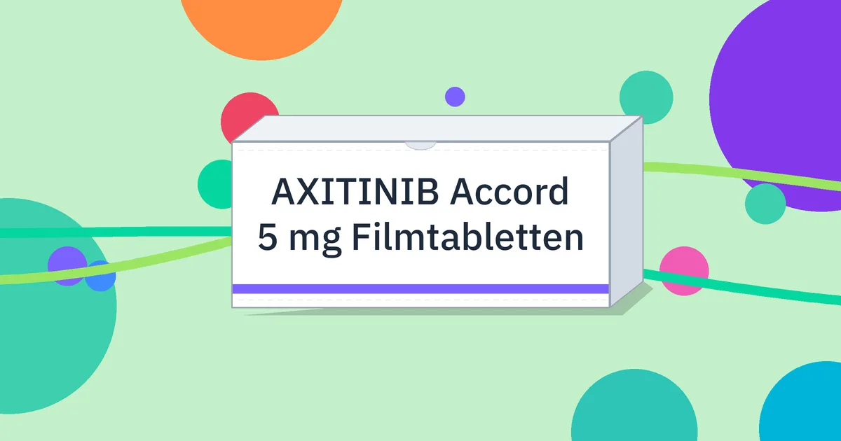 Symbolbild: Packung mit der Aufschrift AXITINIB Accord 5 mg Filmtabletten (PZN 19549119) – Verfügbarkeit und Bezug in Apotheken in Frankfurt am Main