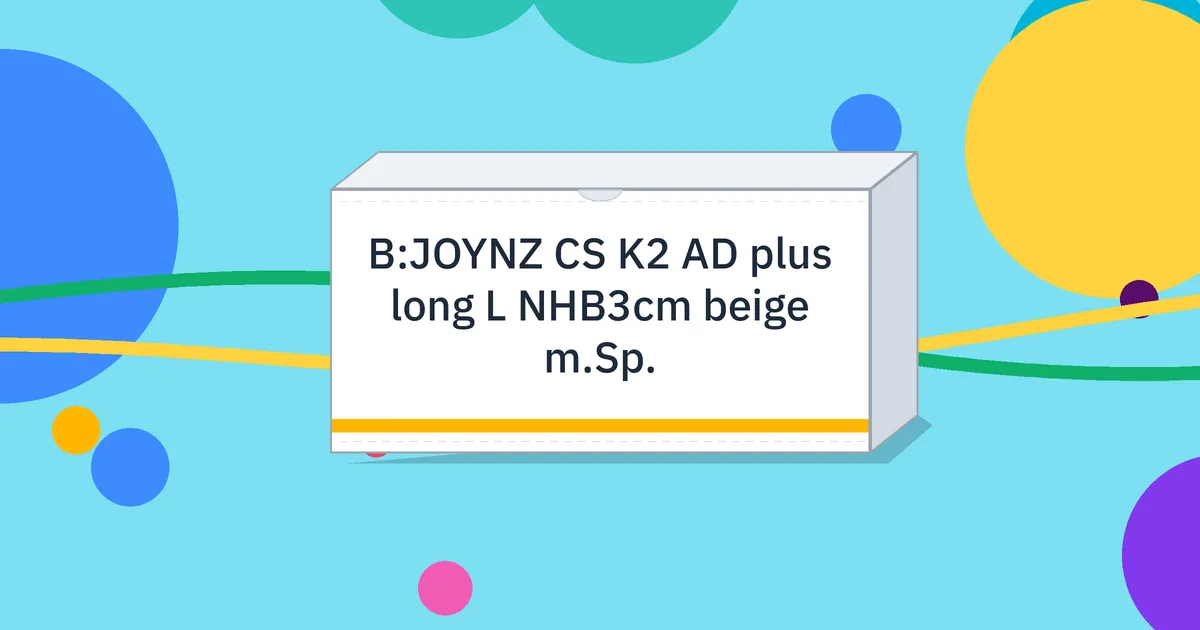 Symbolbild: Packung mit der Aufschrift B:JOYNZ CS K2 AD plus long L NHB3cm beige m.Sp. (PZN 20529926) – Verfügbarkeit und Bezug in Apotheken in Frankfurt am Main