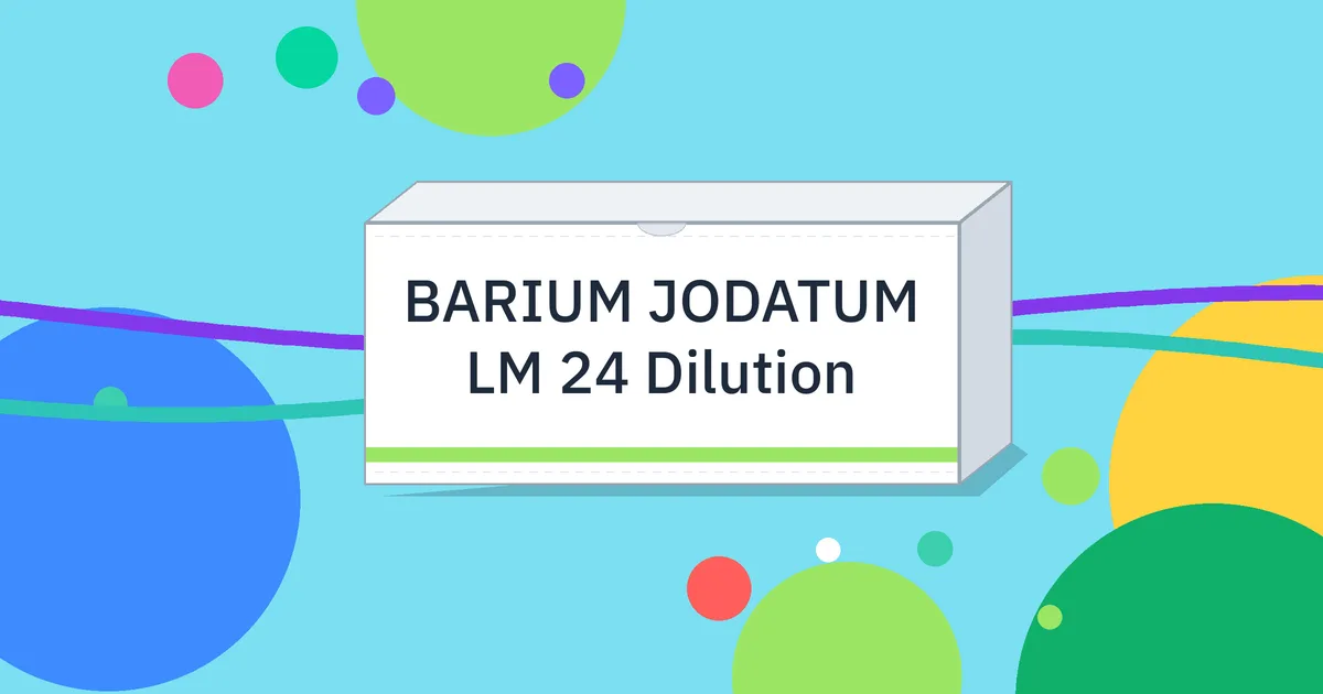 Symbolbild: Packung mit der Aufschrift BARIUM JODATUM LM 24 Dilution (PZN 12789990) – Verfügbarkeit und Bezug in Apotheken in Frankfurt am Main