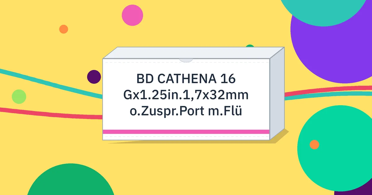 Symbolbild: Packung mit der Aufschrift BD CATHENA 16 Gx1.25in.1,7x32mm o.Zuspr.Port m.Flü (PZN 16910721) – Verfügbarkeit und Bezug in Apotheken in Frankfurt am Main