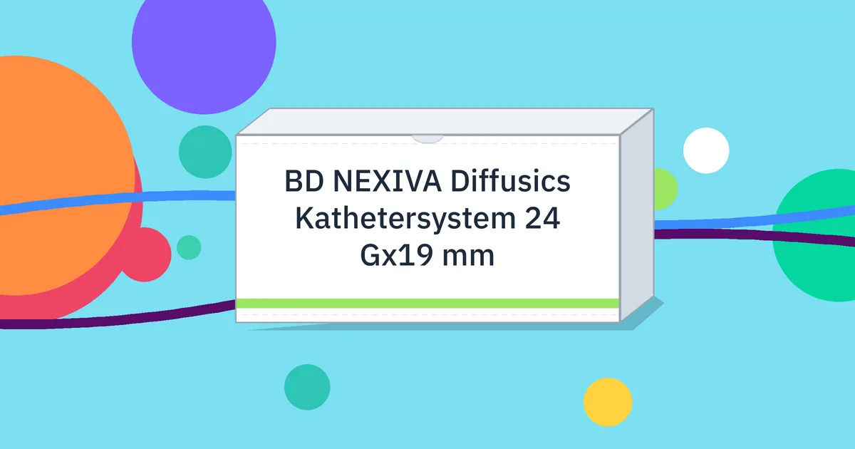 Symbolbild: Packung mit der Aufschrift BD NEXIVA Diffusics Kathetersystem 24 Gx19 mm (PZN 02066664) – Verfügbarkeit und Bezug in Apotheken in Frankfurt am Main
