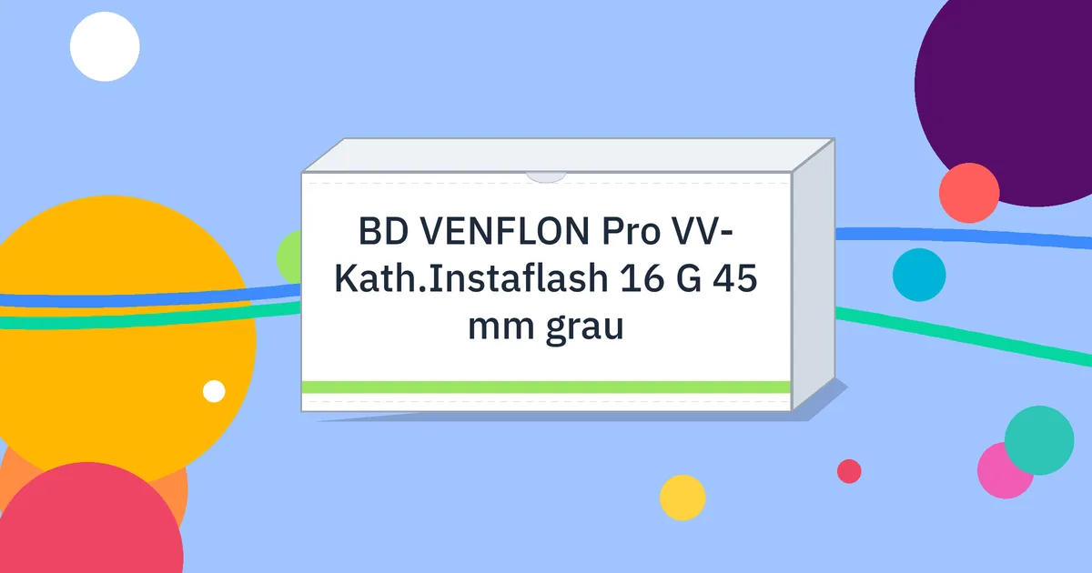 Symbolbild: Packung mit der Aufschrift BD VENFLON Pro VV-Kath.Instaflash 16 G 45 mm grau (PZN 20273349) – Verfügbarkeit und Bezug in Apotheken in Frankfurt am Main